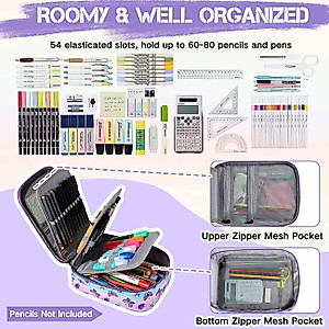 Kasqo Large Pencil Case, Marker Pencils Pouch Bag Holder Polyester Stationery Storage Multiple Compartment Top Handle for Middle High School Office College Student Girl Women Adult Teens, Butterfly