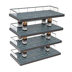 AMLESO Diecast Car Display Case, 1/64 Garage Display Case with Parking Lot Scene for Model Collectors