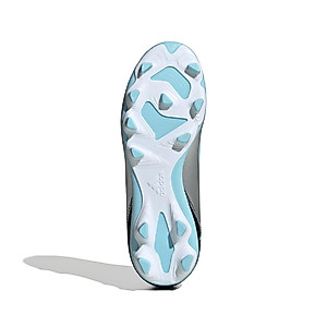 adidas X Crazyfast Messi.4 Firm Ground Sneaker, Silver Metallic/Bliss Blue/Core Black, 2 US Unisex Little Kid