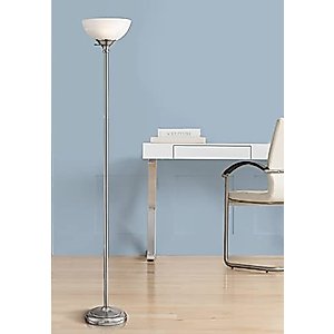 360 Lighting Maddox Modern Torchiere Floor Lamp 71" Tall Satin Nickel Silver Slim Profile Alabaster Glass Shade Pole Light for Living Room Reading House Bedroom Home Office