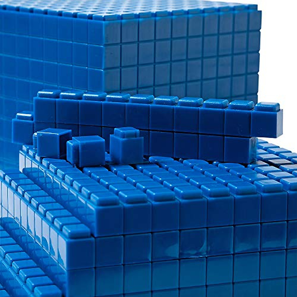 hand2mind Blue Plastic Interlox Connecting Base Ten Blocks Complete Set, Place Value Blocks, Counting Cubes for Kids Math, Math Manipulatives for Kids, Kindergarten Homeschool Supplies (Set of 322)