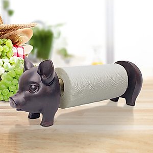 Farmhouse Pig Paper Towel Holder Black Rustic Country Decorative Vintage Animal Paper Towel Display Stand Animal Shaped Paper Towel Holder for Countertop Kitchen Toilet Farmhouse Decor Gift