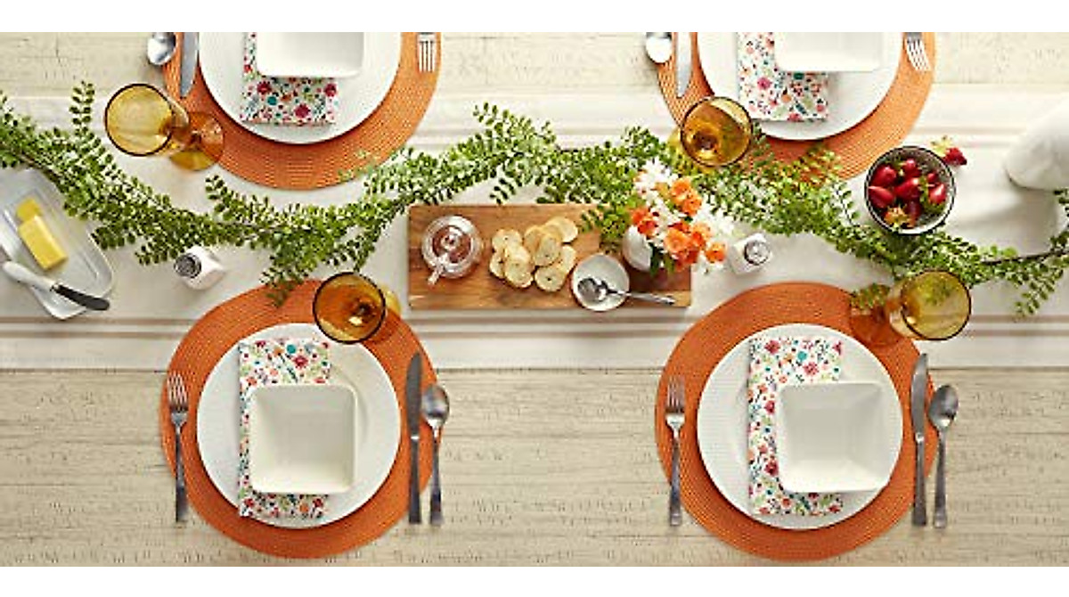 DII Classic Woven Placemat Set - 6 Orange Round Table Mats