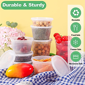 Loppdece 44 Sets Deli Containers with Lids,Plastic Deli Food Containers,Stackable Food Storage Soup Containers with Airtight Lids for Meal Prep Takeout,Freezer&Dishwasher Safe,BPA-Free (8oz,16oz,32oz)
