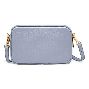 Chrysansmile Genuine Leather Crossbody Bags for Women Ladies Small Crossbody Shoulder Bag Lightweight Purses and Handbags - Light Blue
