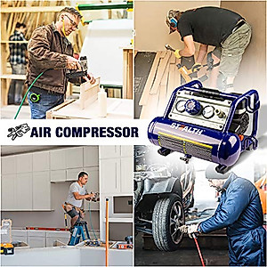 STEALTH Ultra Quiet Portable 1 Gallon Air Compressor, 1/2HP Max 125 PSI, Induction Motor, 0.8 CFM@90PSI, 1.3 CFM@40PSI, Oil-Free Maintenance Free Light Weight Electric Air Tools, SAUQ-1105
