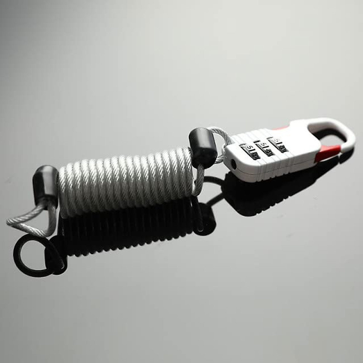 Bicycle Anti Theft Motorcycle Three Digit Password Combination Safety Cable Wire Rope Helmet Lock 60 * 22mm Safety Rope Lock (White)