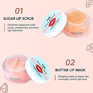 ANAIRUI Lip Therapy Set - Collagen Lip Care Kit - Lip Sleeping Mask & Sugar Lip Scrub, Lips Plumping Mask for Lip Line Wrinkle Treatment, Lip Balm & Moisturizer for Dry Chapped Lips, Exfoliating Repairing Lips Overnight (Grapefruit & Collagen)