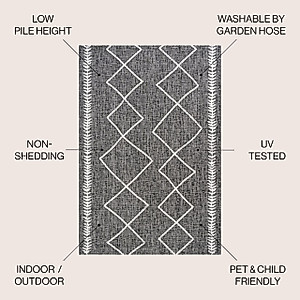 JONATHAN Y SMB129E-8 Derya Tribal Diamond Trellis Indoor Outdoor Area-Rug Bohemian Contemporary Easy-Cleaning Bedroom Kitchen Backyard Patio Non Shedding, 8 X 10, Black/Ivory