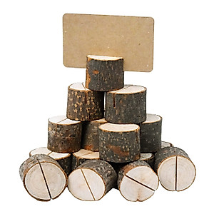 Mandala Crafts Wood Place Card Holders for Table - Wooden Card Holder for Wedding Gift Table Photos Name Tags - 20 Rustic Wood Table Number Holders 30 Cards