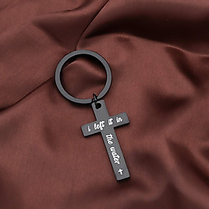 I Left it in The Water Keychain Bless Cross Keychain Baptism Gift Religious Jewelry Christian Cross Gift (KB-I Left it in The Water)