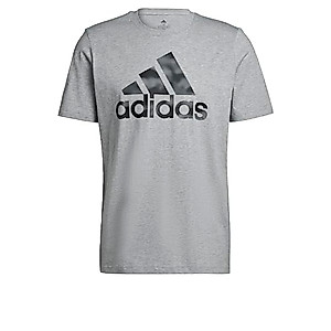 adidas Men's Essentials Camouflage Printed Tee, Medium Grey Heather, Large