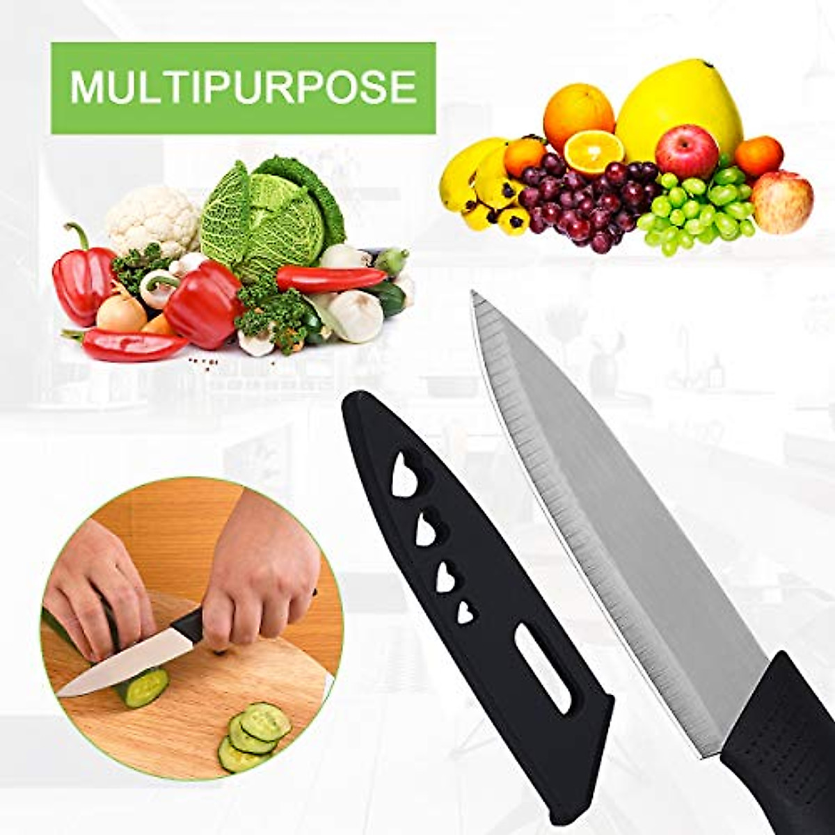 Paring Knife, New Sharp and Durable Fruit Knife with Protective Cover,fruit Knife Small Fo Exquisite Appearance,suitable for Most Types of Vegetables and Fruits,3 Pieces (black)