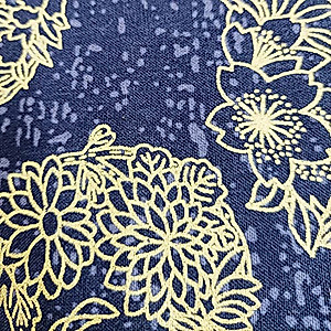 PUPUZAO Book Sleeve Cover ( Flowers & Cranes in Dark Blue )| Hard Books Cover A5(8-1/4''x 5-13/16'') for Paperback,Washable Fabric,Fits Thickness Adjustable