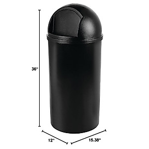 Rubbermaid Commercial Products Marshal Domed Round Trash Can, 25-Gallon, Black, Indoor/Outdoor Garbage Container/Waste Basket for Lobby/Office/Restroom/Restaurant/School