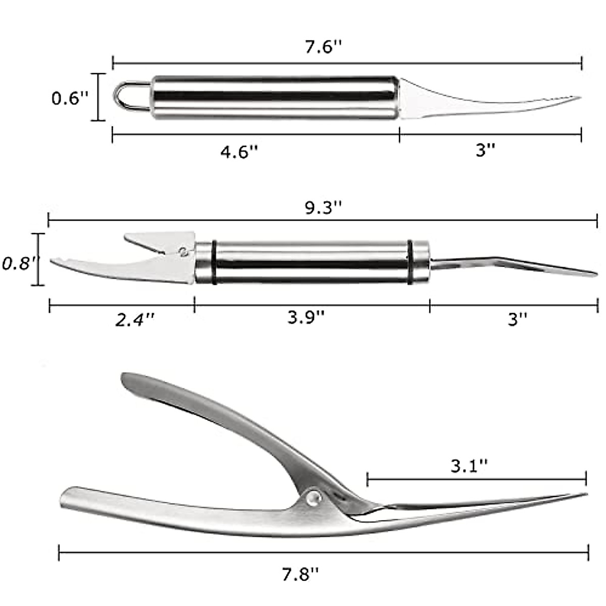 Lyellfe 9 Pieces Shrimp Deveiner Tool, Food-grade 18/8 Stainless Steel Shrimp Peeler, Multipurpose Shrimp Line Fish Maw Scale Knife, Great for Seafood Knives House Kitchen Tool