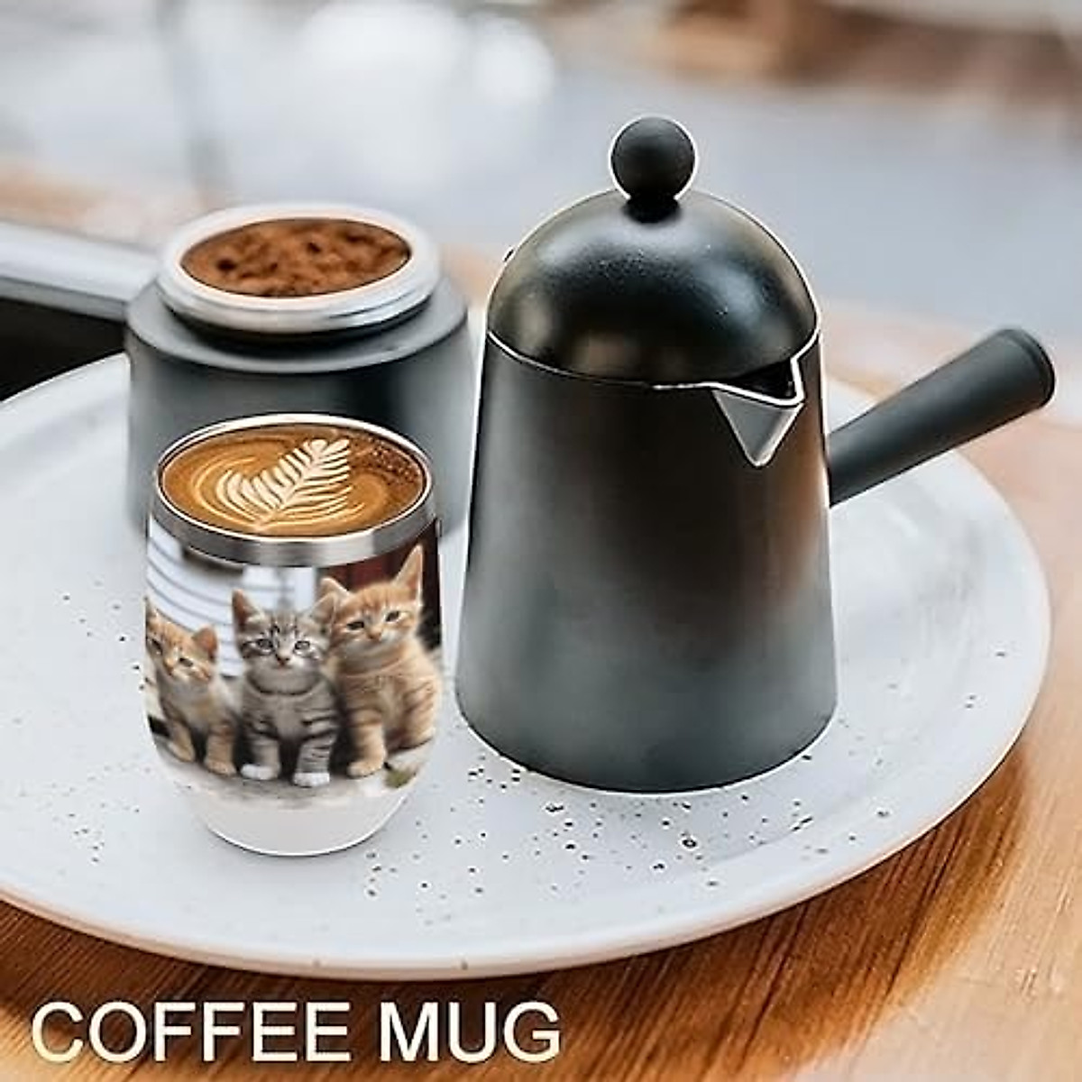 WYUSPGK 304 Stainless Steel Insulated Cup, Kittens Family Cats Print Smooth Rim, Durable & Reusable - Perfect for Office, Home, And Travel