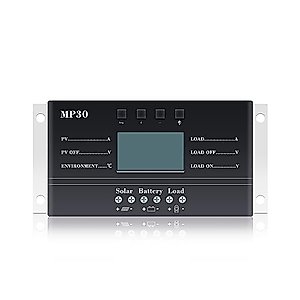 Alrska Solar Charge Controller 30A 12V/24V PWM Negative Ground Solar Charge Controller Solar Panel Regulator w/ Temp Sensor Function Fit for Lithium, Sealed, Gel, and Flooded Batteries