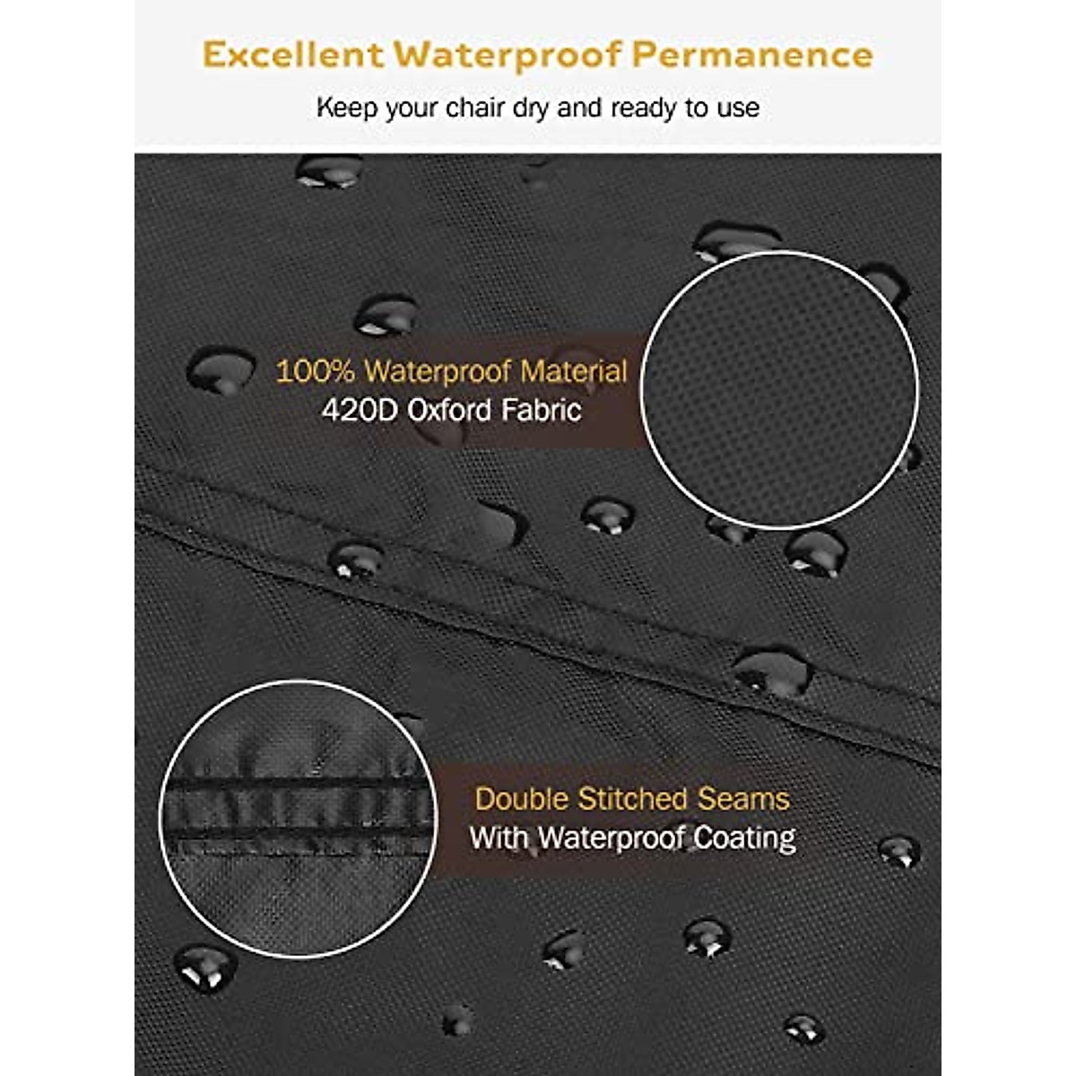 Patio Chair Covers Waterproof, Heavy Duty Outdoor Lounge Deep Seat Chair Cover, Lawn Patio Furniture Covers 2 Pack Fits up to 30W x 37D x 31H inches | Black