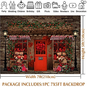 Avezano Valentine's Day Photography Backdrop Red Rose Brick Wall Valentine Portrait Background Flower Shop Love Wedding Bridal Shower Backdrops Photo Studio (7x5ft)