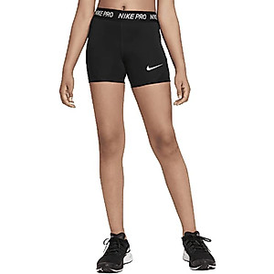 Nike Girls Pro 3" Boyshorts Black/White (as1, Alpha, m, Regular)