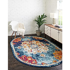 Rugs.com Parker Collection Rug – 4' X 6' Oval Multi Medium Rug Perfect for Living Rooms, Large Dining Rooms, Open Floorplans