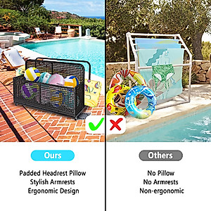 IDEALHOUSE Poolside Float Storage, Outdoor Storage, Patio Poolside Float Storage Basket, Storage Box, PE Rattan Outdoor Pool Caddy with Rolling Wheels for Floaties, Beach-Sturdy & Movable,Black-brown