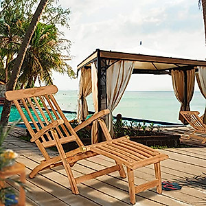 Seven Seas Teak Siesta Key Outdoor Patio Steamer Chair, Made from Solid Teak Wood