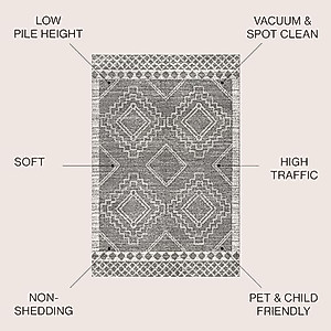 JONATHAN Y MOH200C-8 Amir Moroccan Beni Souk Indoor Area-Rug Bohemian Farmhouse Rustic Geometric Easy-Cleaning Bedroom Kitchen Living Room Non Shedding, 8 X 10, Gray,Cream
