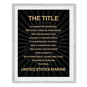 "The Title - United States Marine"- Patriotic US Marine Corps Wall Art Decor -8 x 10" Military Print -Ready To Frame. Home-Office-School Decor. Perfect Gift for Marines & Veterans. Semper Fi - Oorah!