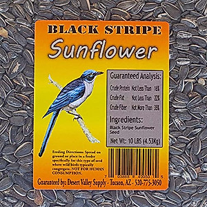 Desert Valley Premium Striped Sunflower Seeds - Wild Bird - Wildlife Food, Cardinals, Squirrels, Jays & More (10-Pounds)