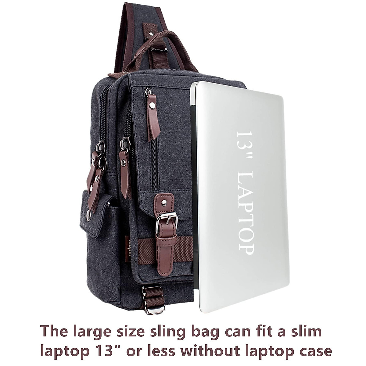 Leaper Retro Crossbody Bag Sling Bag Canvas Messenger Bag for Men Women Shoulder Bag Crossbody Handbags Satchel Army Green, L