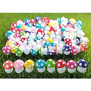 JKanruh 180 Pcs 0.48 Height Tiny Mushrooms,Fairy Garden Mushrooms Colorful Mushroom Figurines,Mini Mushrooms Ornament for Home Decoration Supplies Plant Micro Landscape Bonsai Craft