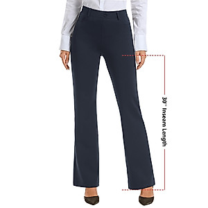 Stelle Women 28"/30"/ 32" Bootcut Dress Pants Business Casual Work Pants with Pockets Pull On Regular Slacks for Office (30" Navy, Medium)