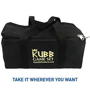 Kubb The Viking Wooden Outdoor Lawn Game 1 King, 10 Kubb Blocks, 6 Long Batons, 4 Corner Markers & Carrying Bag