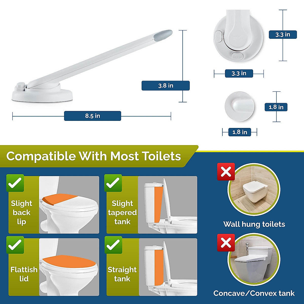 Toilet Seat Lock for Child Safety with Double Lock Mechanism – Child Proof Toilet Locks for Toddlers, Easy Installation No Tools Needed Fits Most Toilets – Toilet Baby Proofer by Wappa Baby