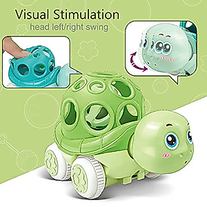 Tepear Baby Girl Rattle Roll Car Push Vehicles Soft Rubber Toy 6 12 Months Infant Boys Walker Toddler, 3pcs Fiction Power Truck Learning Gift for 1 2 3 Year Old Kid