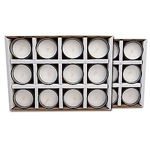 Harmonic Blossom Glass Votives 24 Pack - Premium White Unscented Votive Candles in Clear Elegant Holders - 15 Hour Long Lasting Burn Time - for Weddings, Parties and Event Decoration Centerpieces