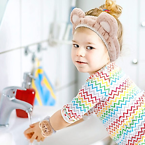 WHAVEL Hairband 3Pcs, Spa Headband and Wristband Set with Cute Bear Ears, Face Wash Headband Facial Headband Wrist Bands for Women, Girls (Coffee 01)