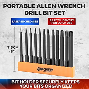 InPower Torx Bit Set, 12-Piece Security Bit Set, S2 Steel Tamper Proof Star Bit Set with Bit Holder, 3" Long Drill Bit, 1/4" Hex Shanks