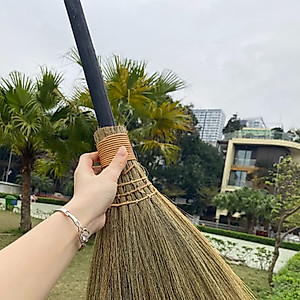 TTS For Home Natural Whisk Sweeping Hand Handle Broom - Vietnam Handmade Straw Soft Broom - Wedding Broom 11.81" Width,26" Length