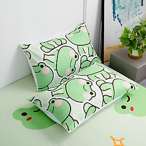 MUSOLEI 7 Piece Frog Comforter Set Frog Bedding for Kids Boys and Girls Frog sheets set Frog Bedding set Twin Size Bedding Sets for All Season (1 Comforter, 1 Flat Sheet, 1 Fitted Sheet, 4 Pillowcase)