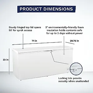 Kratos Refrigeration 69K-749HC Solid Top Chest Freezer, 19.4 Cu. Ft. Capacity