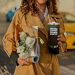 liabiliies Emotional Support Husband Do Not Pet Tumbler Coffee Tumblers 20 oz Tumbler with Lid and Straw Insulated Tumblers Stainless Steel Tumbler