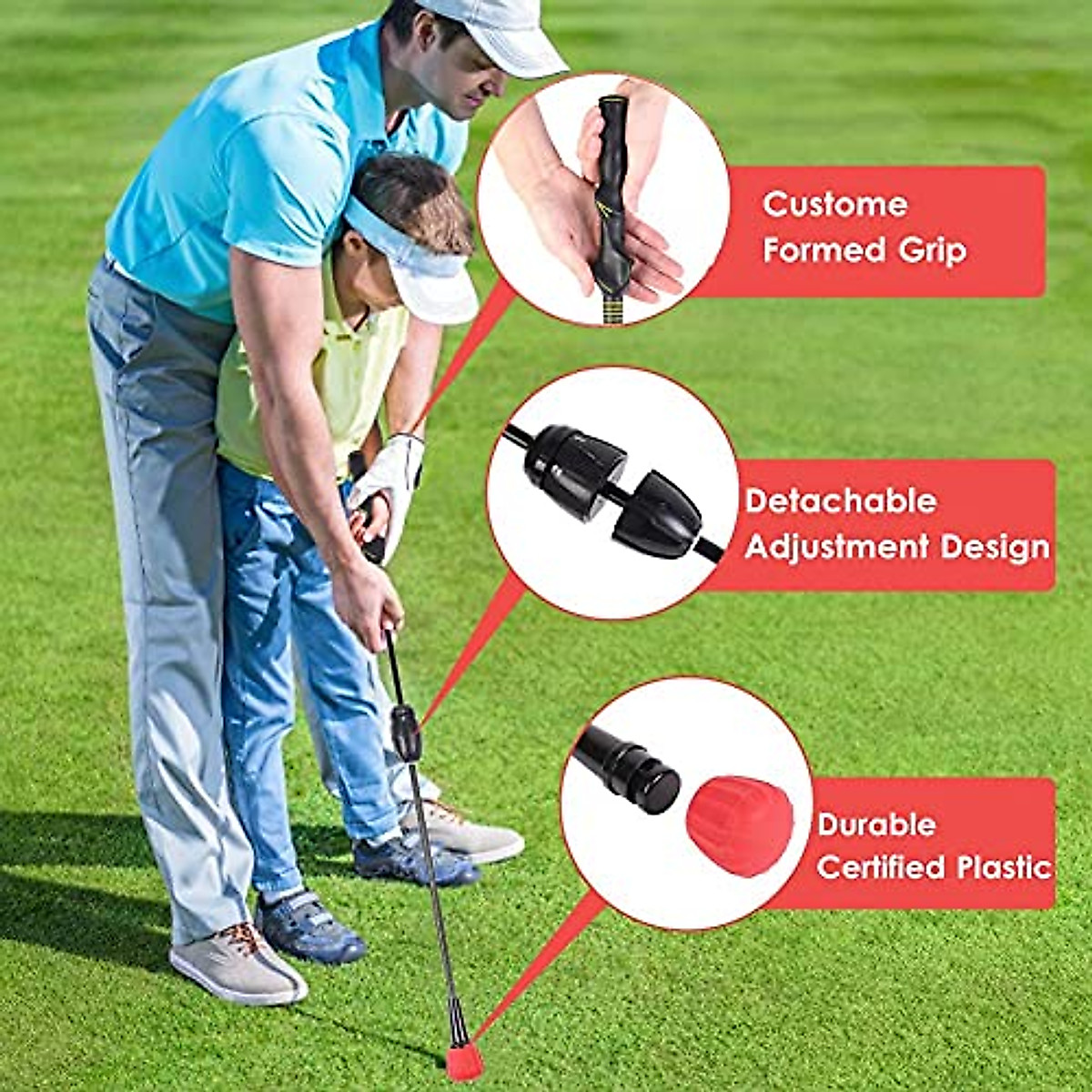 Golf Swing Trainer Aid, Golf Training Stick, Improve Swing Speed and Develops Lag, With 6 Adjustable Power Levels Control, for More Power to Hit Every Club Further, Corrective Grip Right-handed (42)