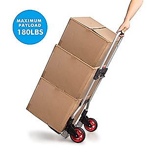 Dolly Cart with Ropes,Steel Folding Hand Truck 180lb Capacity with Telescoping Handle and 2 Rubber Wheels