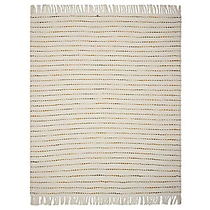 LR Home Soft Luxury Handmade Boho Striped Throw Blanket with Fringe 50" x 60"