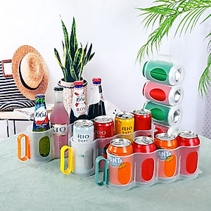 4 Pcs Plastic Portable Soda Can Organizer for Refrigerator Organizer Bins Drink Storage for Fridge Soda Can Holder for Refrigerator Beer Can Racks Drink Can Dispensers for Beverage Pantry Fridge Shelf