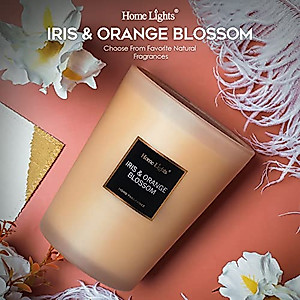 HomeLights Scented Candles | Large Jar Candle-33.3 Oz. Natural Soy Aromatherapy Candles | Up to 130 Hours Burn Time with 3 Cotton Wicks, Home Decorative Fragrance Candle Gift - Iris & Orange Blossom