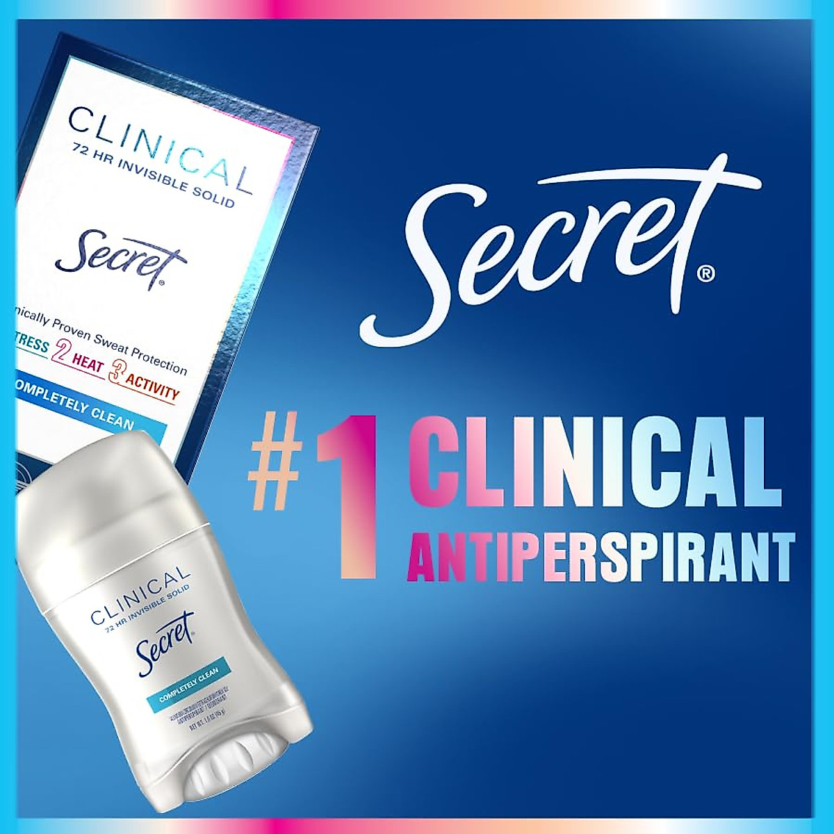 Secret Clinical Strength Antiperspirant Deodorant for Women, Stress Response, 3X Stress Protection, 72hr Sweat & Odor Protection, PH Balancing Minerals, Invisible Solid, 1.6 oz (Pack of 2)
